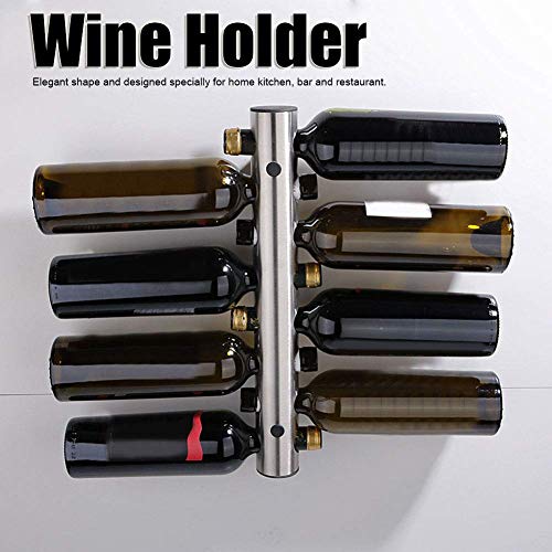 8 Holes Wall Mounted Wine Holder, Stainless Steel Wine Bottle Shelf with Installation Accessories, Barrel Stave Vertical Red Wine Bottle Rack, for Household Bar Supplies