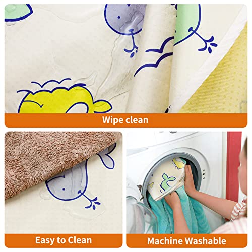 Splat Mat for Under High Chair 43.3″, Waterproof Anti Slip with No Layering Design Splash Mat for Art/Crafts/Playtime on Floor or Table, Reusable Eating Mess Mat Spill Mat Floor Protector