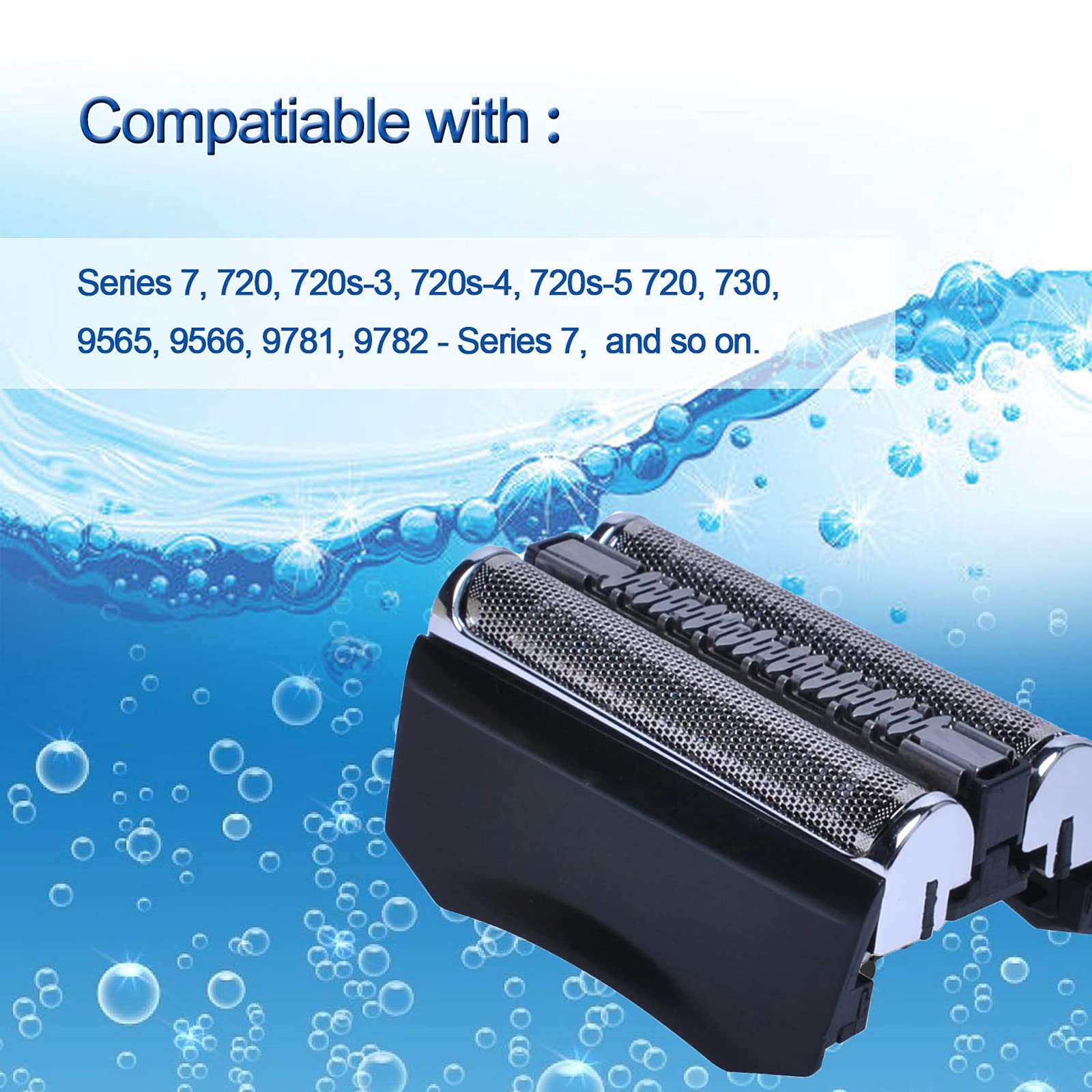 70B Shaver Replacement Foil & Cutter For Compatible with Braun Series 7 Replacement Foil Compatible with 70S 70B Cassette,with Free Clean Brush