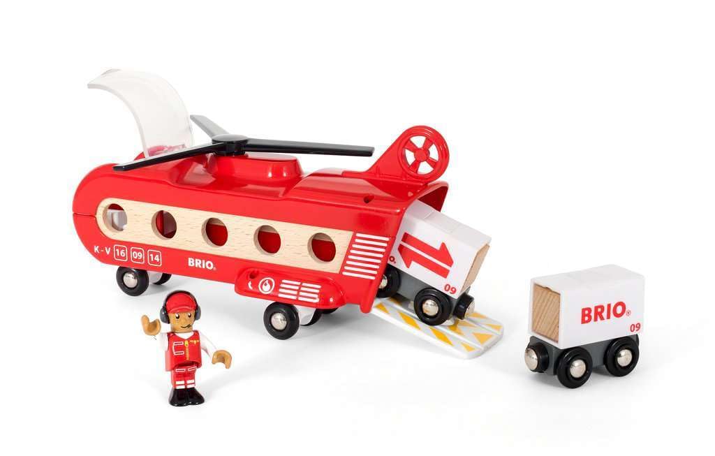BRIO World 33886 - Cargo Helicopter - Premium Wooden Train Toy | Safe and Durable | Compatible with All Sets | Fun for Toddlers and Kids | Includes Figure and Accessories
