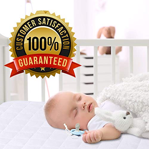 Crib Mattress Protector Waterproof β Bamboo Quilted Ultra Soft White Terry Fitted Sheet Style (Crib)