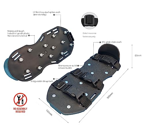 Osaava 48003 Gunite Spiked Shoes For Epoxy Floor Coating NEW Design Plate Epoxy Floor Spiked Shoes with 3/4” Short Spikes Perfect For Cover Installation Full ASSEMBLED (1 Pair)