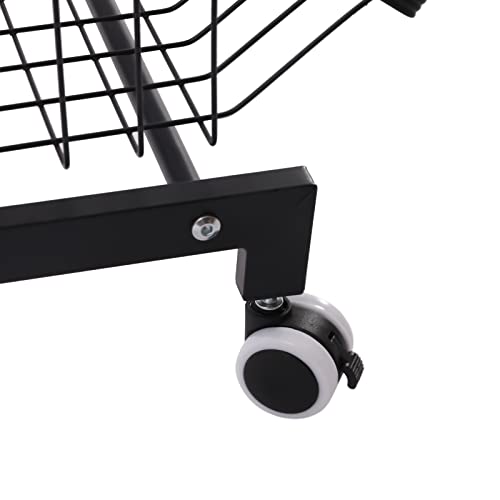 KIOPOWQ Fruit Basket, 4-Tier Rolling Utility Cart with Handle, Multi-Functional Vegetable Storage Trolley Fruit Basket Free-Standing Organizer for Kitchen Office, Living Room Black