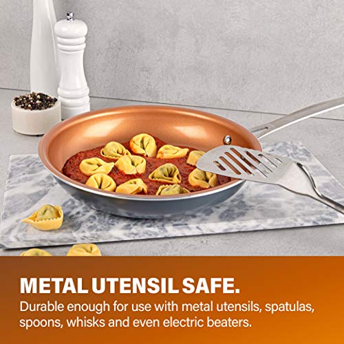 Gotham Steel 5 Piece Essentials Cookware, Pots and Pan Set with Triple Coated Nonstick Ceramic Copper Surface & Aluminum Composition for Even Heating 100% Non-Toxic, Oven, Stovetop & Dishwasher Safe