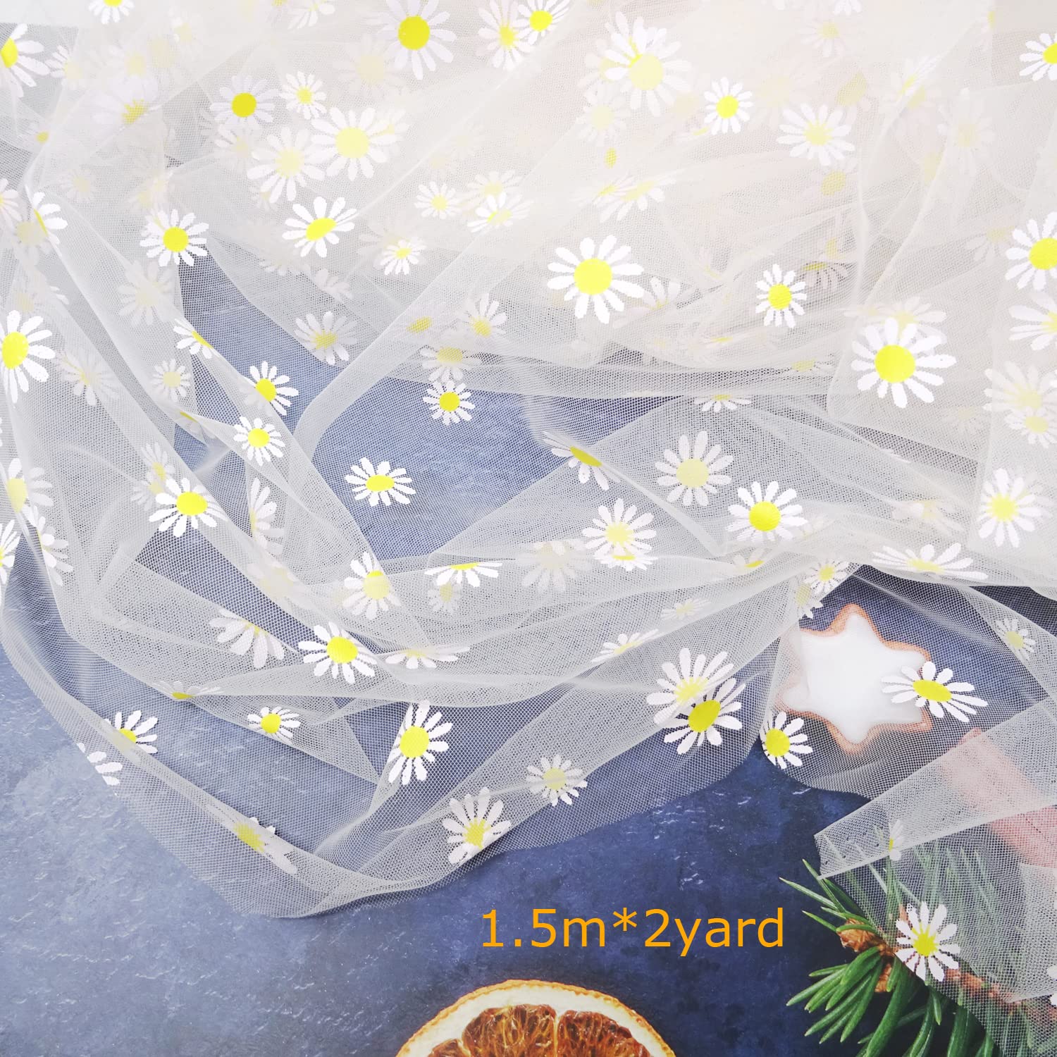 Honbay 1.6 x 2yard Daisy Tulle Net Yarn for Background Decoration or DIY Crafts Making