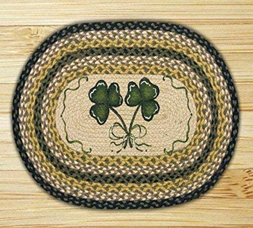 Earth Rugs Shamrock Design Rug, 20" x 30", Black/Mustard/Crème