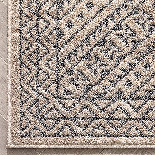 Well Woven Luda Beige Tribal Geometric Distressed High-Lo Pile Area Rug 8x10 (7'10" x 10'6")