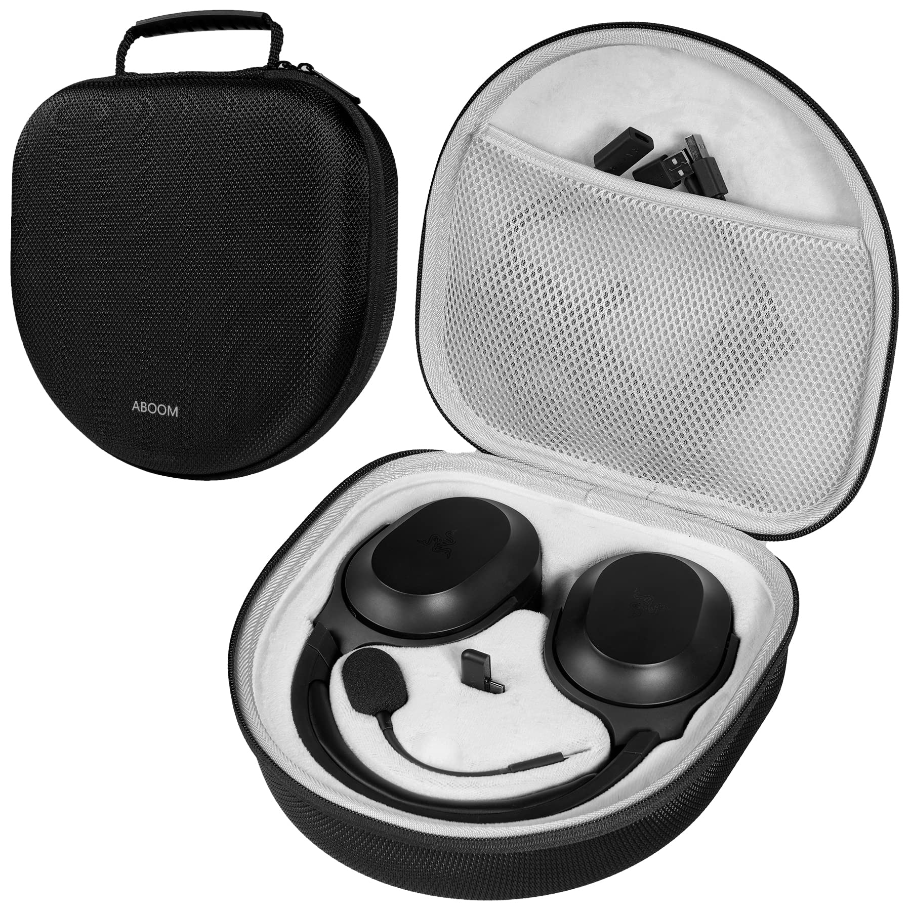Aboom for Razer Barracuda X (2021 Model) Travel Case - Custom Design for Barracuda X - Ultra Sturdy and Durable - Customization Space for USB-C Dongle and Microphone