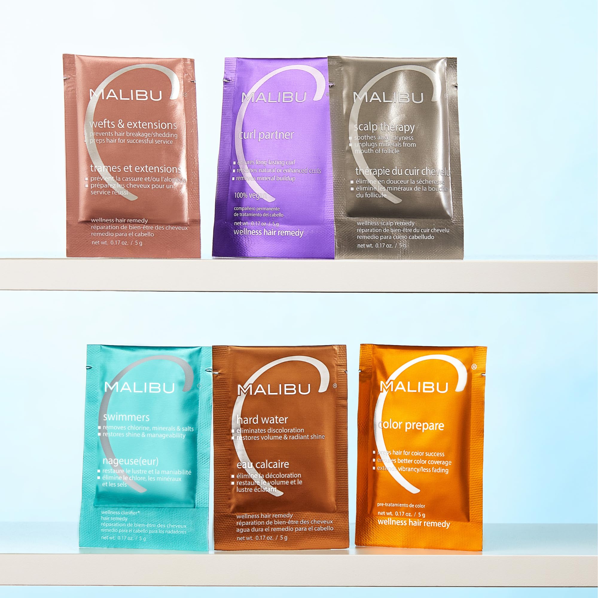 Malibu C Swimmers Wellness Remedy - Restoring & Hydrating Hair Care with Vitamin C Complex - Protects Hair Discoloration from Chlorine and Pool Elements (3 Packets)