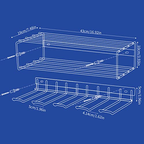 PITCH + PULSE Power Tool Organizer, Garage Tool Storage Organization, Drill Holder Racks Wall Mount Floating Shelf Set for Workshop Shed Pegboard Fitted