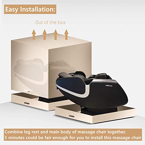 BOSSCARE Massage Chair Recliner with Zero Gravity, Full Body Airbag Easy to Assemble with Bluetooth Speaker, Foot Roller,Faux Leather, Brown