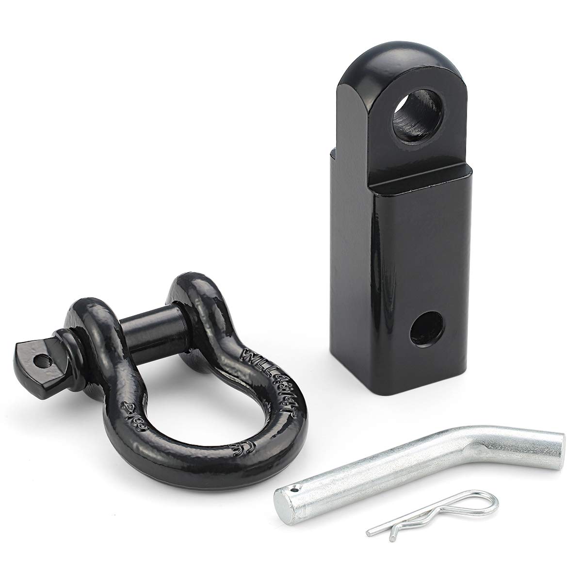 A-KARCK 2 Inch Shackle Hitch Receiver Fits 2 Inch Receiver Tube, Towing Accessories for Vehicle Recovery, Black Coating Never Rust
