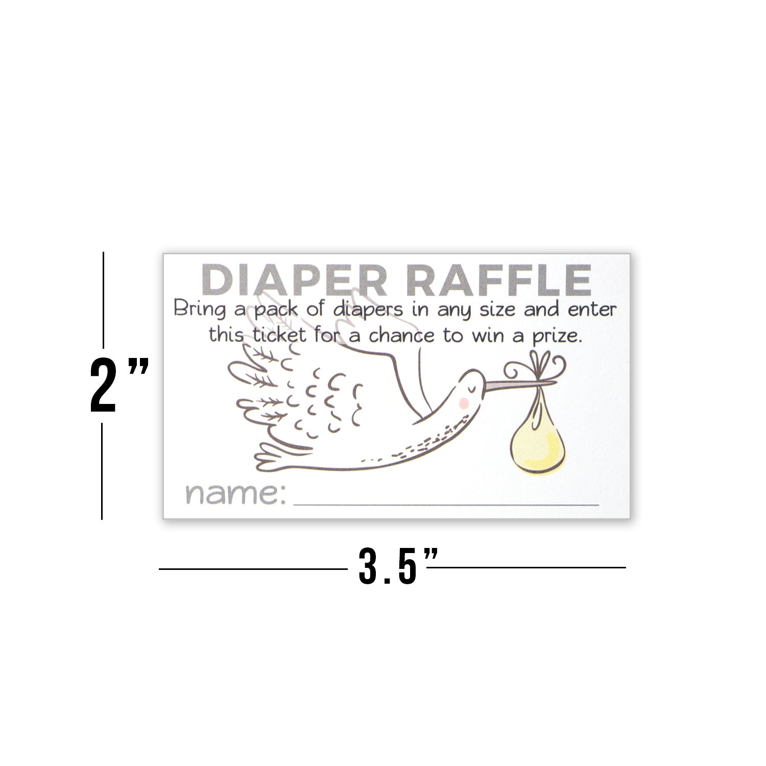 Diaper Raffle Tickets - Insert Cards for Baby Shower - Card Size 3.5 X 2 Inches - Pack of 50