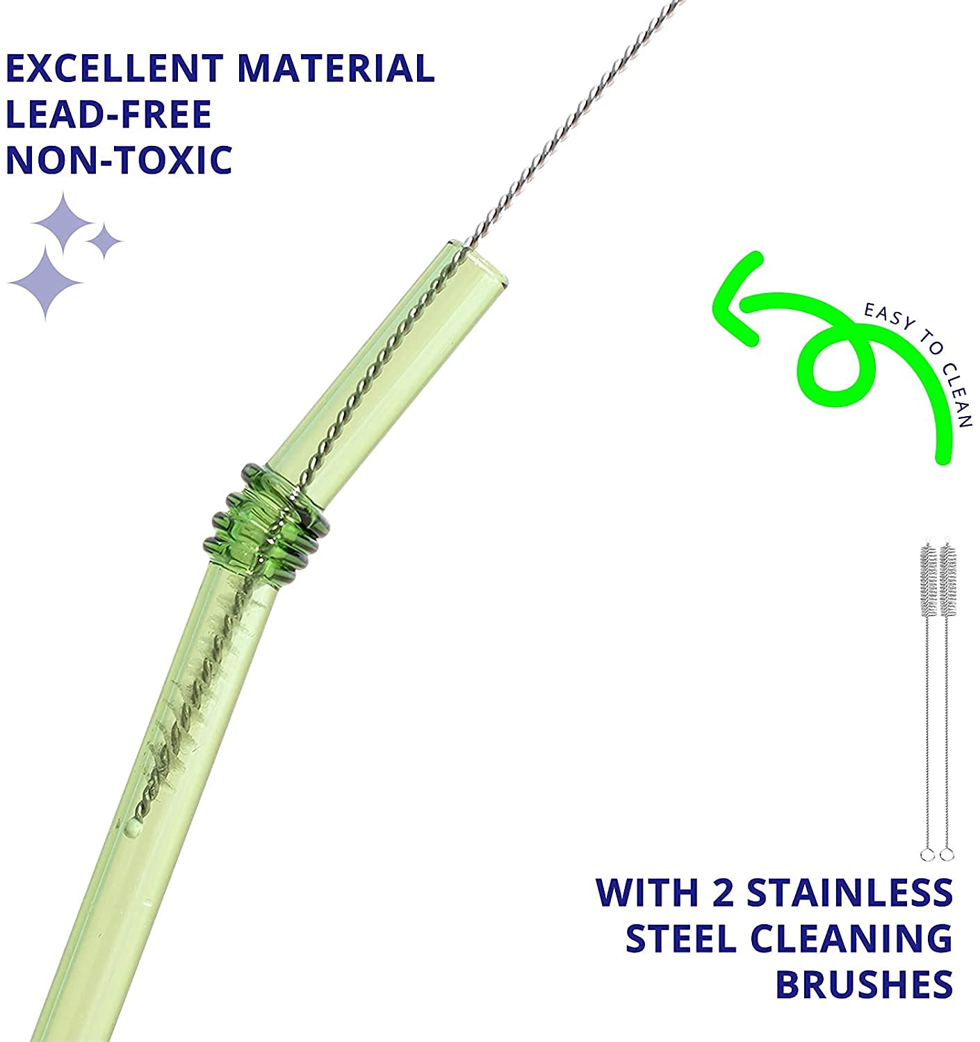 8 Pack EMPO Glass Straws Colored - 8" x 8mm Perfect Reusable Straw - Smoothies, Tea, Juice, Water, Essential Oils Gift with 2 Cleaning Brush MultiColor