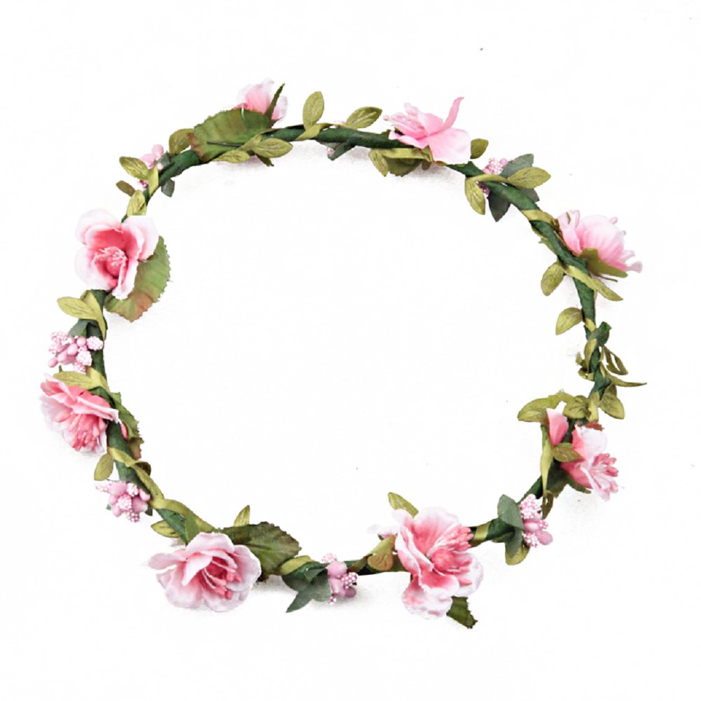 Floral Fall BOHO Headband Flower Crown Festival Wedding Beach Hair Wreath F-01 (Purple) (Pink)