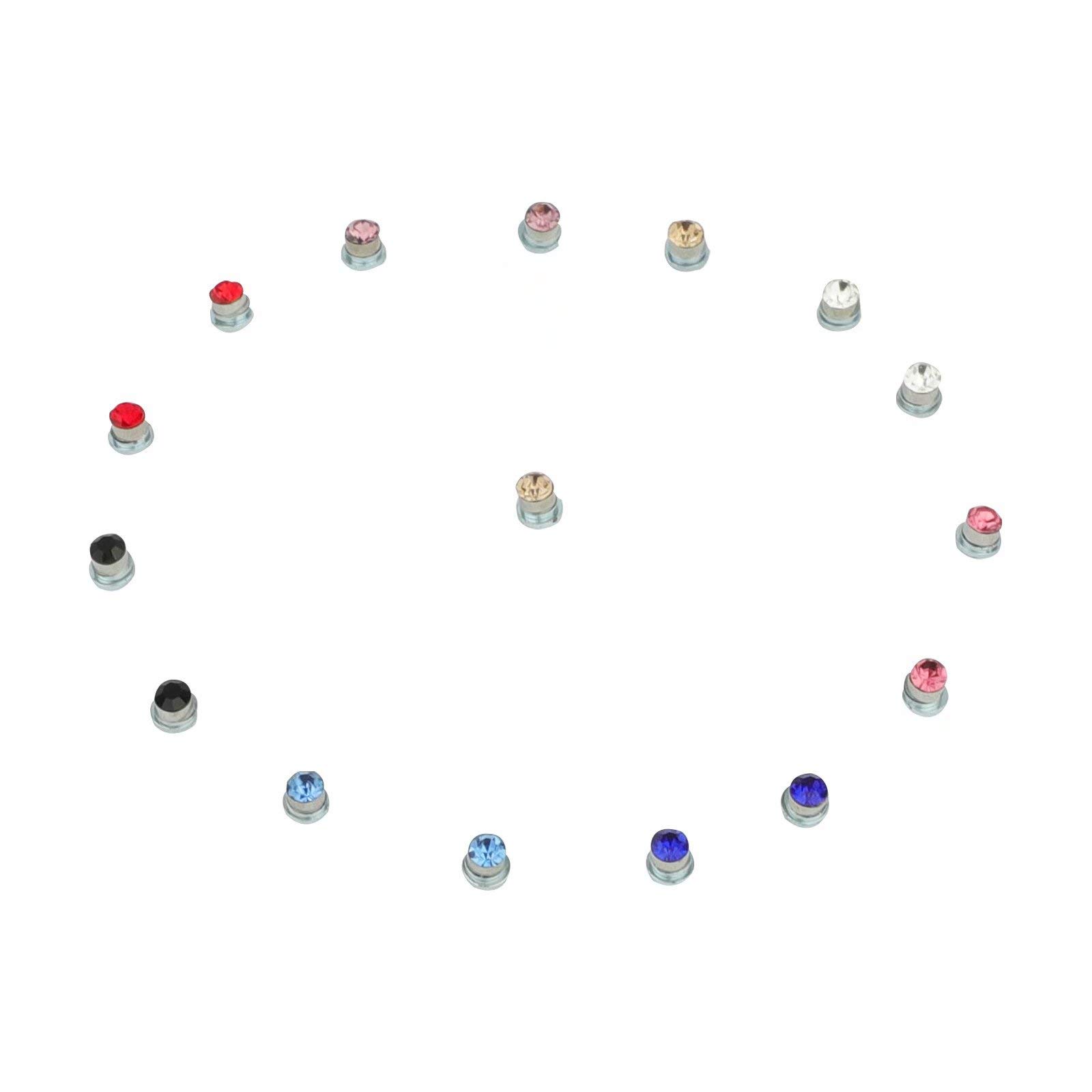 3mm Crystal Magnetic Stud Earring Magnet Nose Ear Lip Stud for Unisex Non Piercing Tragus Nose Stud(8 Pairs Multi)