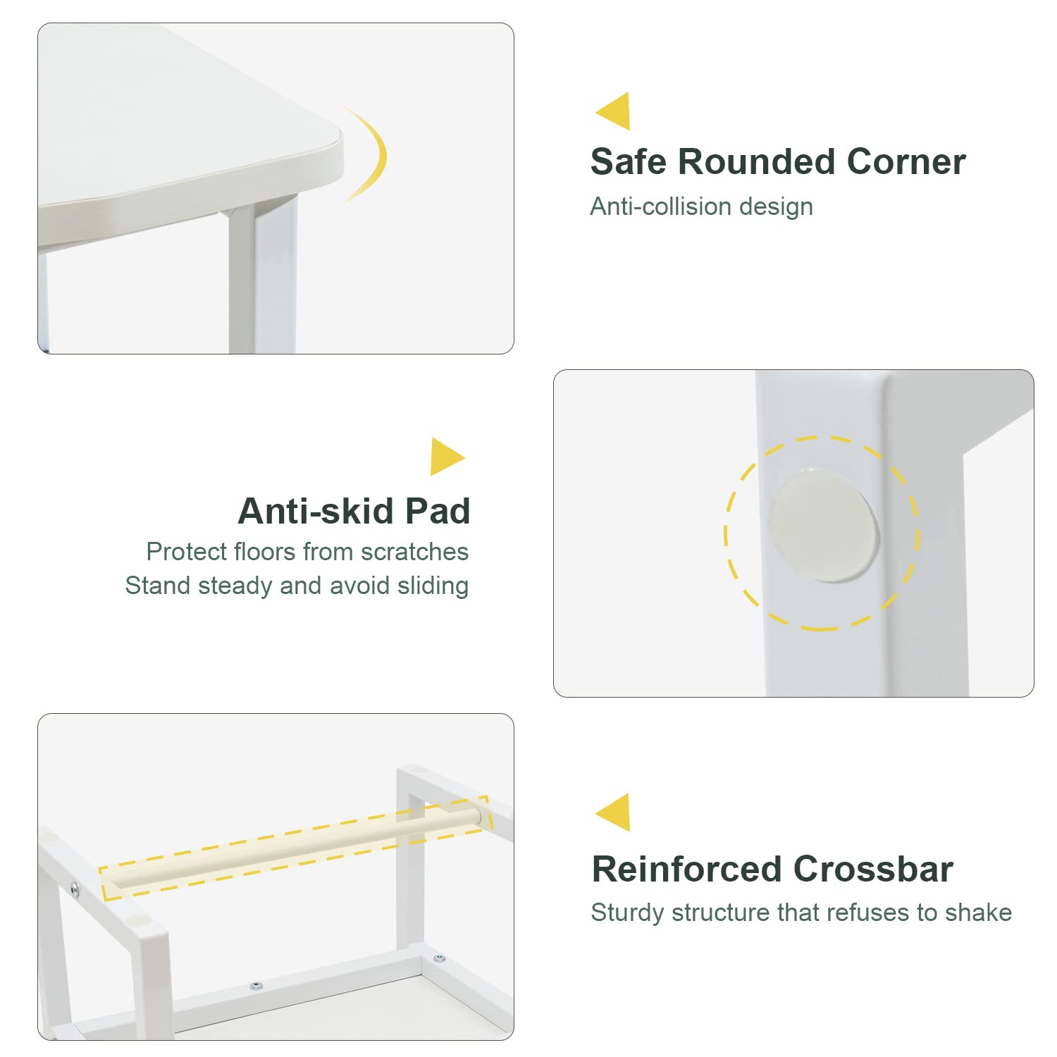 Itsst Wooden Step Stool with 500 Pounds, Wide Bed Step Stool for Adults,Wood White Step Stool&Stable Solid Metal Frame for Kitchen, Bedroom, Living Room, Bathroom
