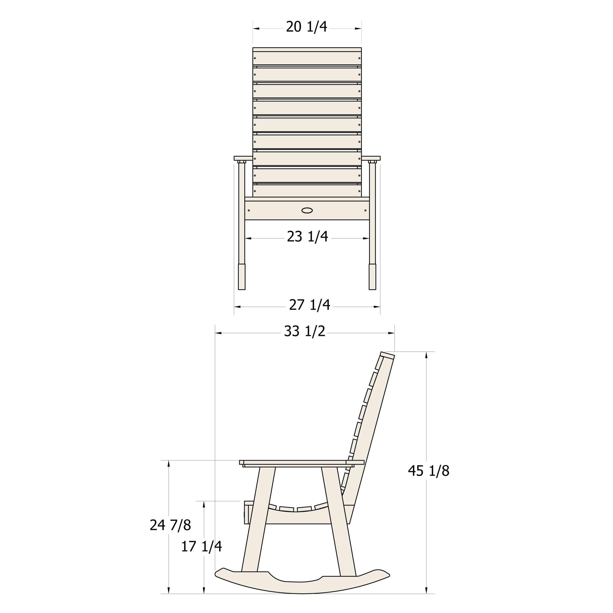 Bahia Verde Riverside Rocking Chair, One Size, Coconut White