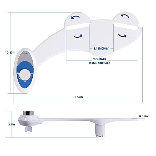 Awinner Bidet Toilet Seat Attachment,Non-Electric Ultra-Thin Fresh Water Sprayer Bidet with Self Cleaning Dual Nozzle,Adjustable Water Pressure Bidet Attachment for front and rear wash