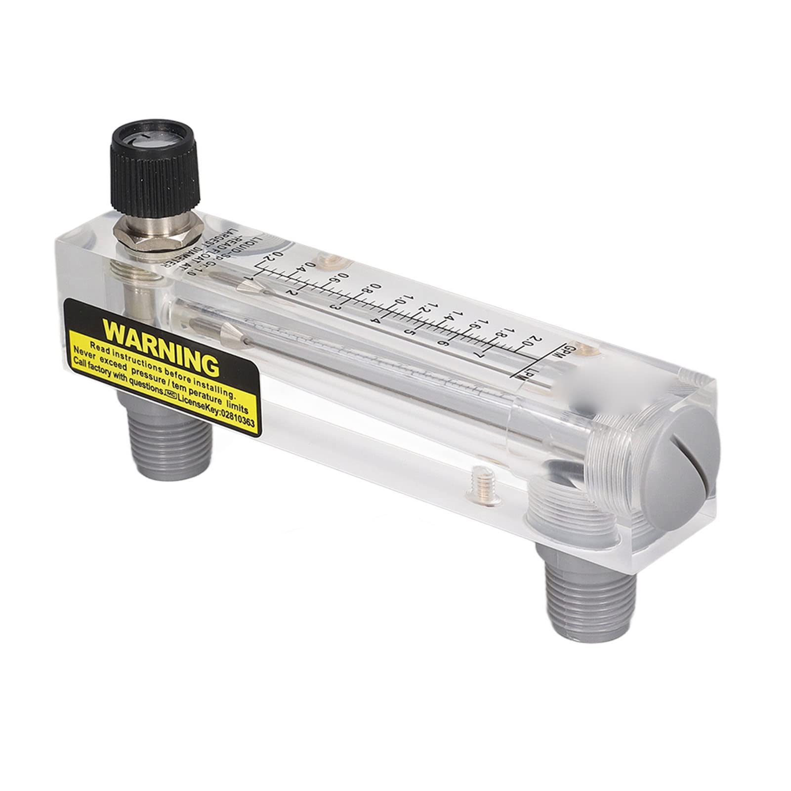 Liquid Meter 0.2‑2GPM Plastic Transparent Acrylic Panel Type Liquid Flowmeter Measurement