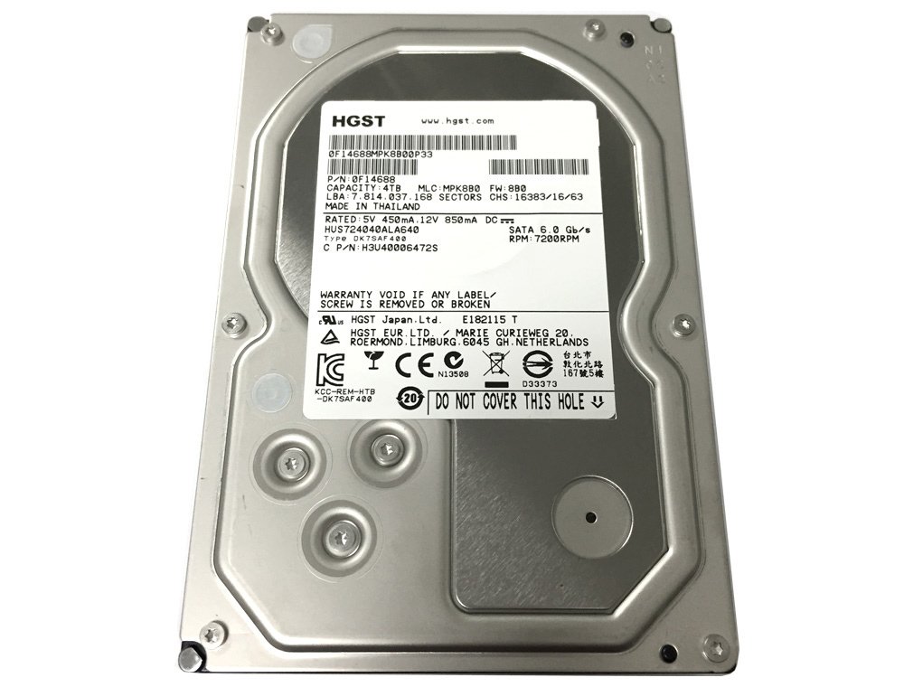 HGST Ultrastar 7K4000 4 TB 3.5" 7200 RPM SATA Internal Enterprise Hard Drive 64 MB Buffer 6.0Gb/s - HUS724040ALA640/0F14688 (Renewed)
