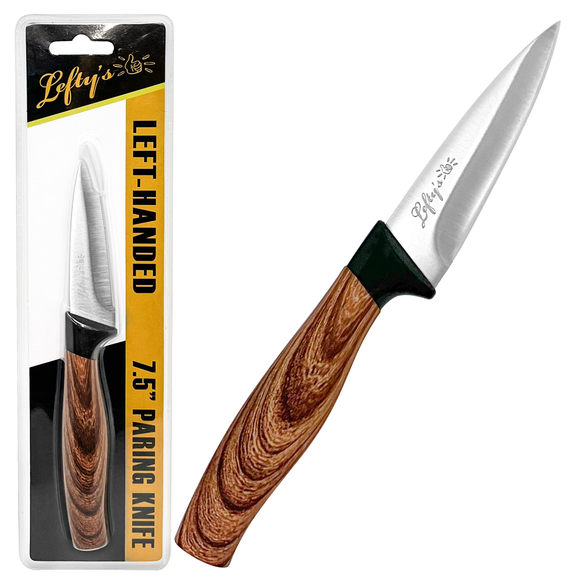 Leftyâs Left Handed Paring Knife - Stainless Steel Durable Blade - Extra Sharp - Great for Cutting, General Purpose, Kitchen items - Gifts for Left-Handed People, Lefty, Adults, Chef Man and Women