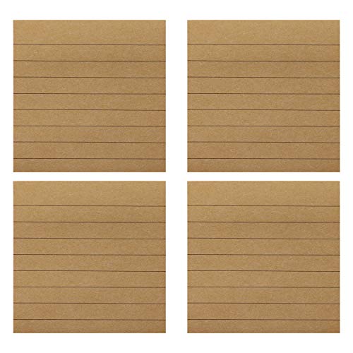 Mini Skater 3x3 Inches Bright Colored Lined Sticky Notes Self-Stick Memo with Line for Office School Home (Brown)