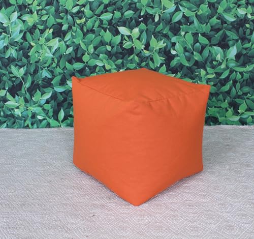 RULU Ottoman Outdoor/Indoor Sunbrella Bean Bag Pouf 19"x19"x18"H Spectrum Cayenne, Rust