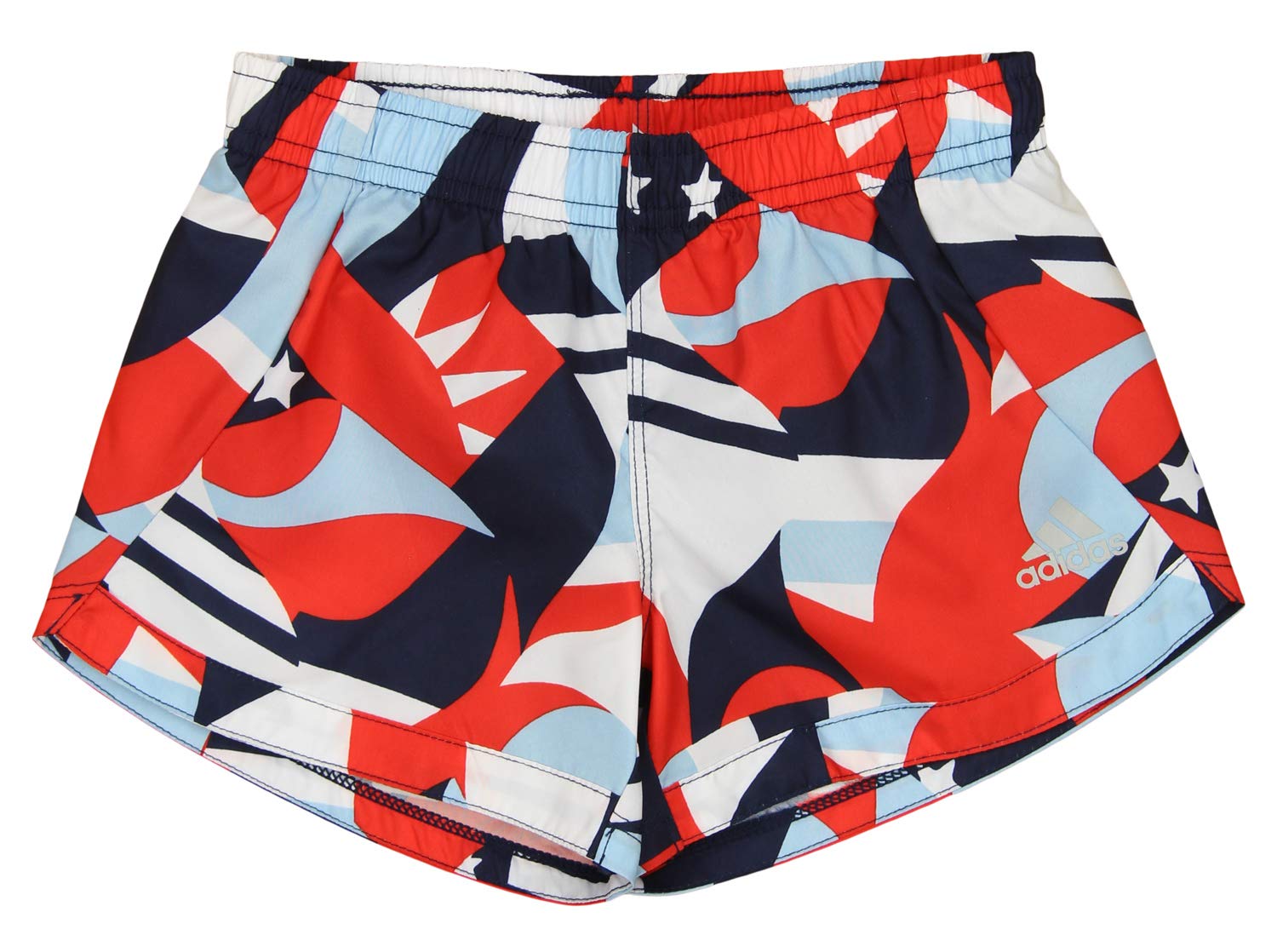 ADIDAS Little Girls All-Over Flag Printed Training Shorts, Red/White/Blue 3T