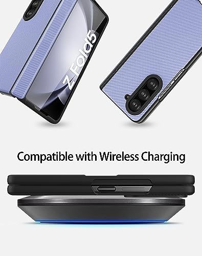 Cresee Case for Samsung Galaxy Z Fold 5 (2023) with Built-in Cover Screen Protector & Hinge Protection, Slim Hard PC + PU Protective Phone Case for Galaxy Z Fold5 5G - Lavender