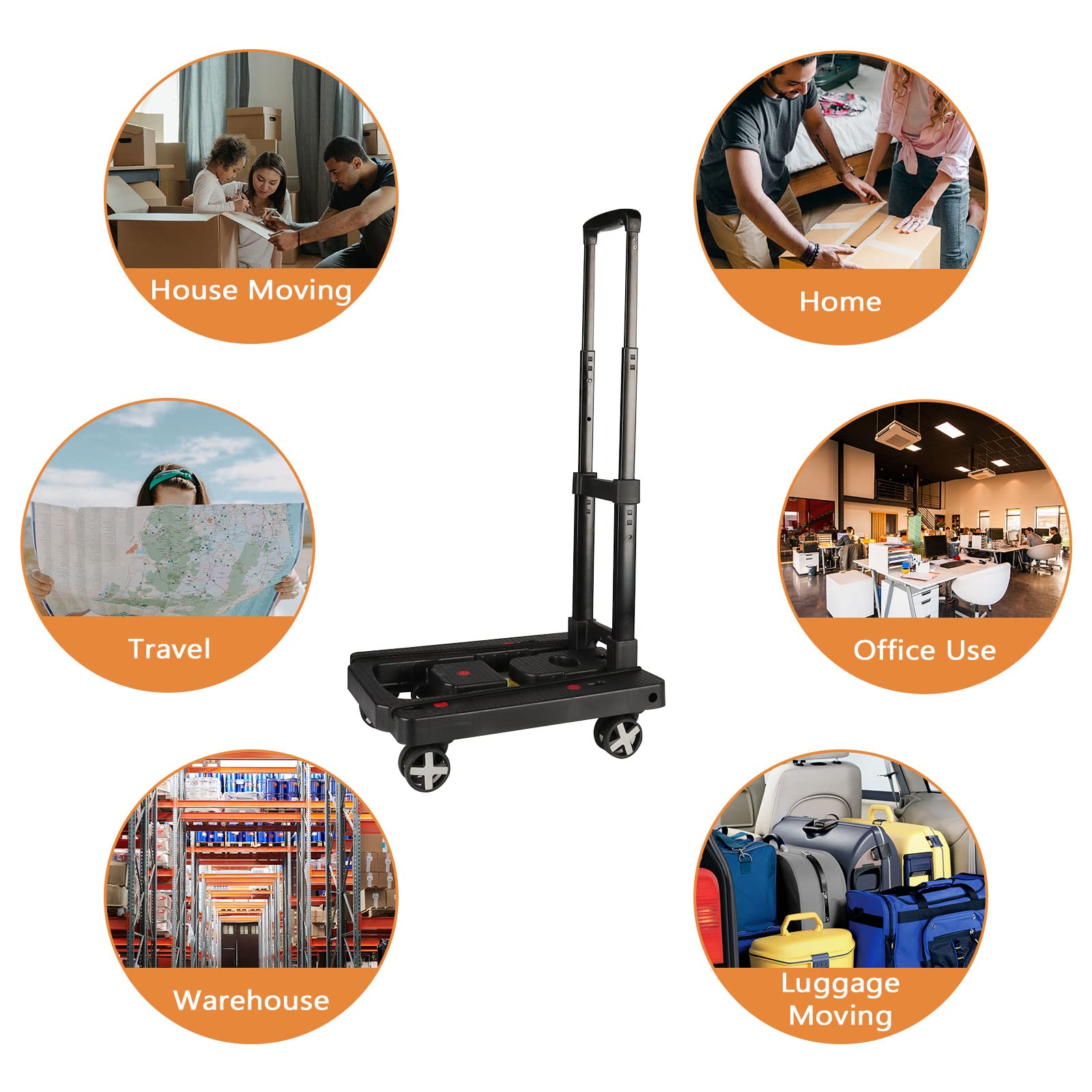 Annisport Folding Dolly Hand Truck, Annisport Folding Hand Truck, Heavy- Duty Dolly, Multi-Purpose, Foldable Hand Truck for Home, Office, School, Workbench and More - Black Set
