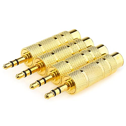 NANYI 4PCS 1/4'' to 3.5mm Stereo Headphone Adapter for Audio Connector Cable, 3.5mm(1/8'') Plug Male to 6.35mm (1/4'') Jack Female Stereo Adapter for Headphone, Amp Adapte