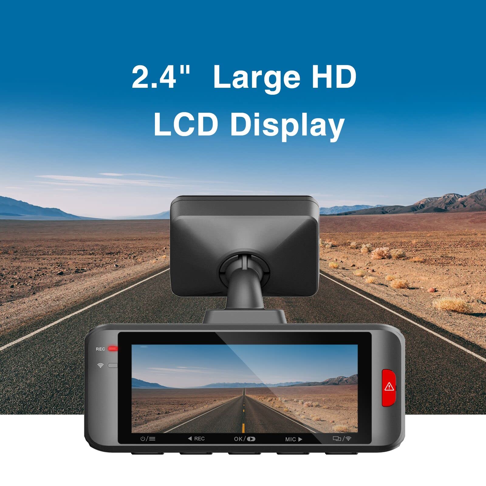 4K Dual Channel Dash Cam, Built-in Wi-Fi GPS, 4K + 1080P Front and Rear Dashcam, 2.4 Inches Large Screen, Supercapacitor, Parking Mode, Motion Detection, Emergency recording,Zenfox U1