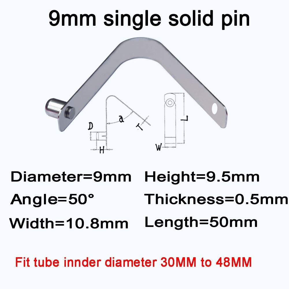 5 × Kayak Paddle Tent Pole Push Button Spring Snap Clip Locking Tube Pin (single pin(solid), 9mm)