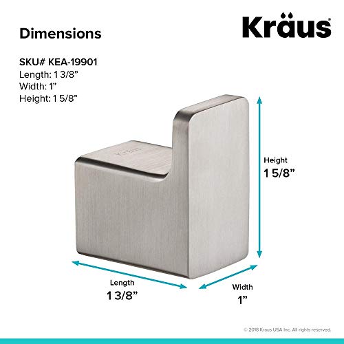 Kraus Stelios Bathroom Robe and Towel Hook, Brushed Nickel Finish, KEA-19901BN