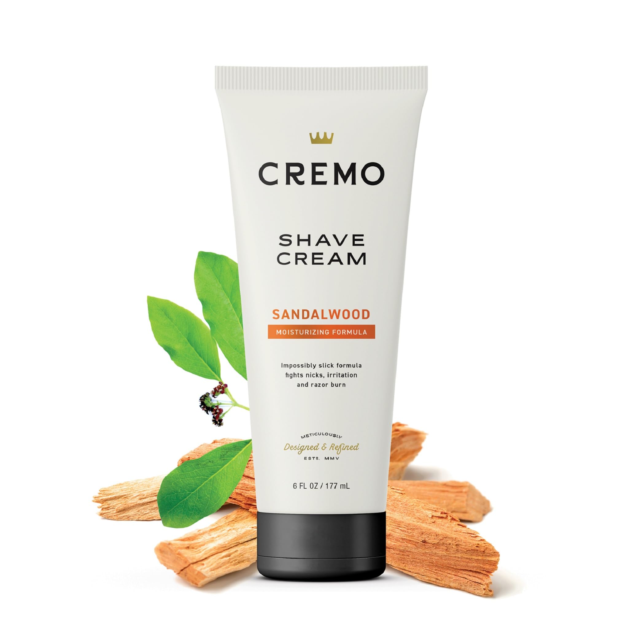 Cremo Shaving Cream, Barber Grade Sandalwood Shave Cream, Astonishingly Superior Ultra-Slick Shaving Cream for Men, Fights Nicks, Cuts and Razor Burn, 6 Fl Oz