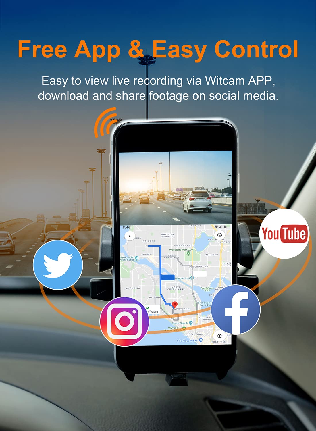 4K Dual Dash Cam Front and Rear Built-in GPS, XIGETRAIL Dash Cam Front 4K and Rear 1080P Dash Camera for Cars, Car Dashboard Camera with Night Vision, WDR, Parking Monitor, 2" IPS, Support 256GB Max