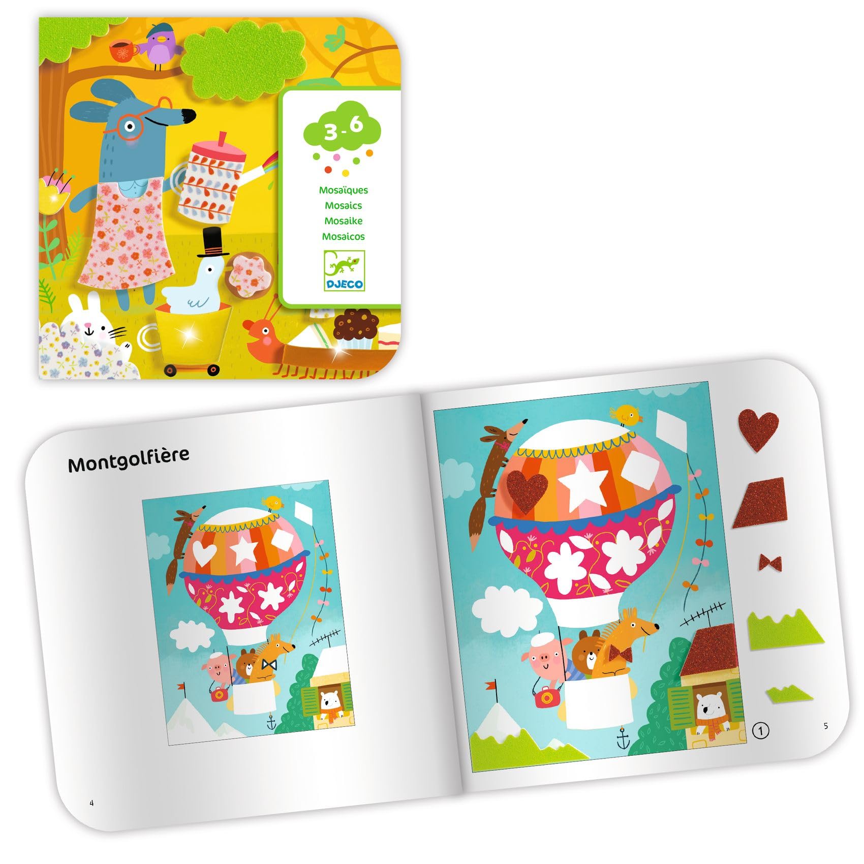 DJECO Fun Foam Sticker Mosaic Craft Kit, Multi