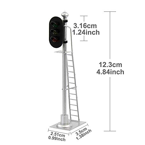 JTD433GYR 2PCS Model Railroad Train Signals 3-Lights Block Signal 1:43 O Scale 12V Green-Yellow-Red Traffic Lights for Train Layout New
