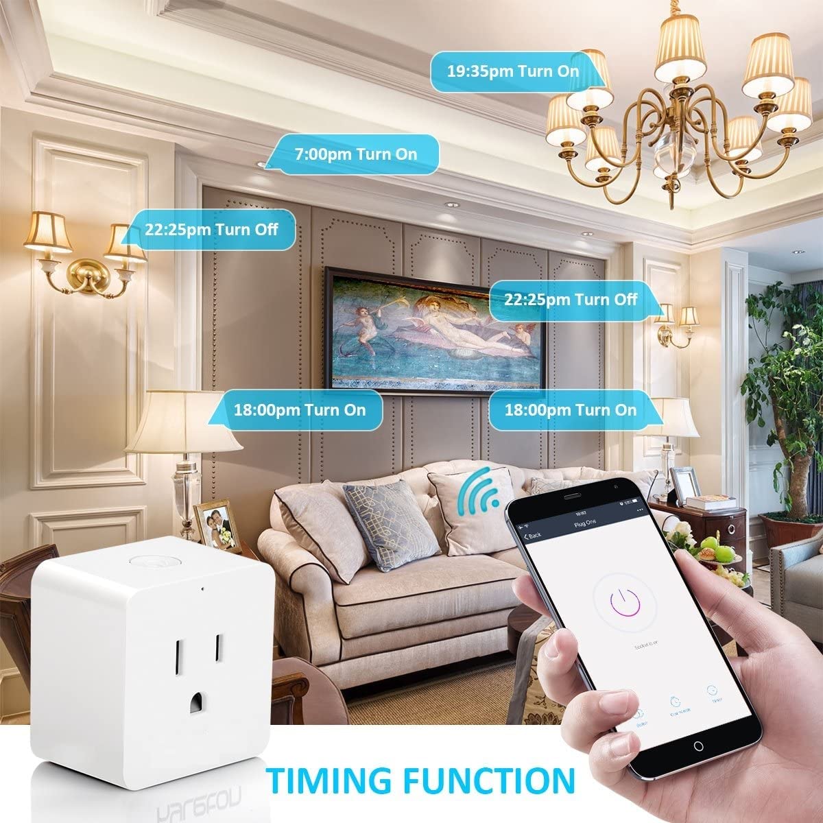 Seamless Home Automation Smart Plug β 3-Prong Grounded Outlet, Remote Control for Electrical Devices, Compatible with Alexa and Google Home, Effortless Convenience, Pack of 4