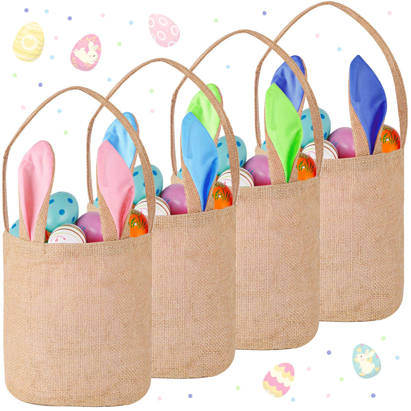 4pack Huge Easter Bunny Bags Easter Kids Gift Basket Bunny Ear Tote Bags for Easter Party