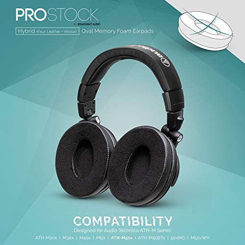 ProStock Hybrid - Custom Upgraded ATH M50X Replacement Ear Pads, Improved Comfort, No Change in Sound, Crafted Earpads Desgined for ATH M50X, M50BTX, M40X Headphones