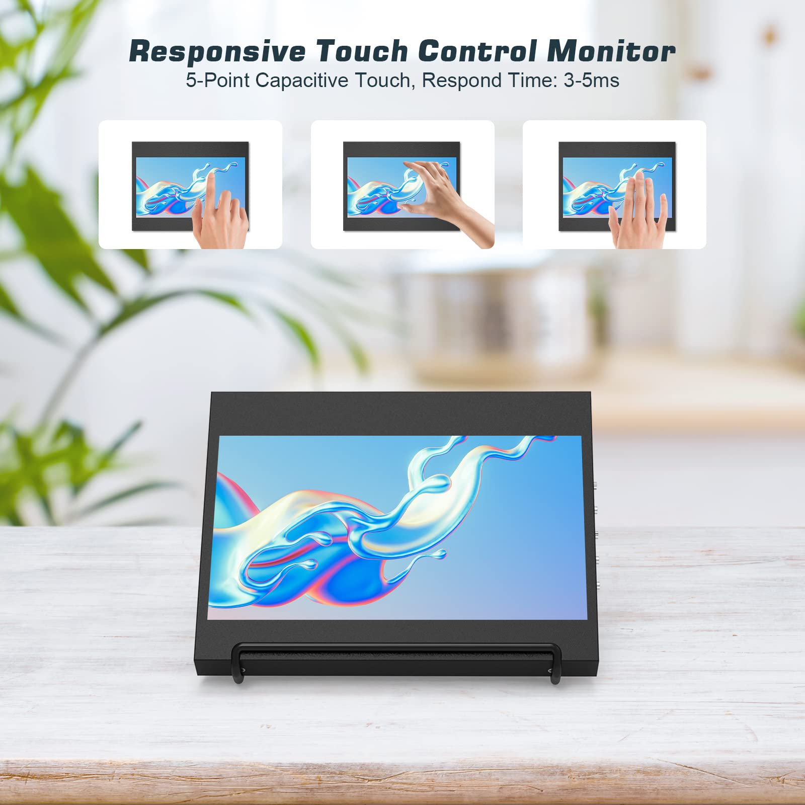 APROTII RasPi Touchscreen Monitor, 1024X600 7" IPS RasPi Screen with Case, Capacitive Touch Screen Display USB/HDMI for PC Phones RasPi 4B 3B+ 3B 3A+ 2B B+ (with Stand)