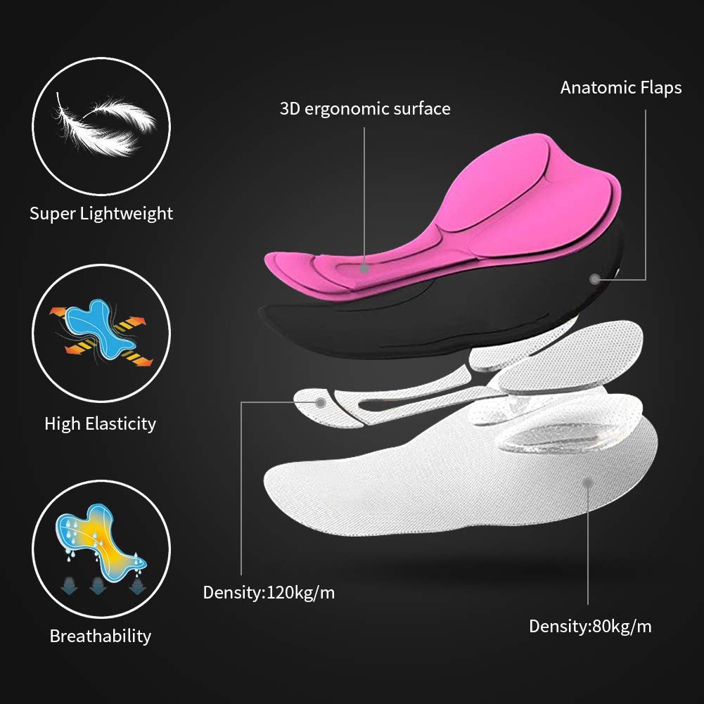 4ucycling Premium 3d Padded Breathable ¾ Cycling Tights, Black/Pink,WEIGHT:110-121Lbs HEIGHT:5'3-5'5 / M