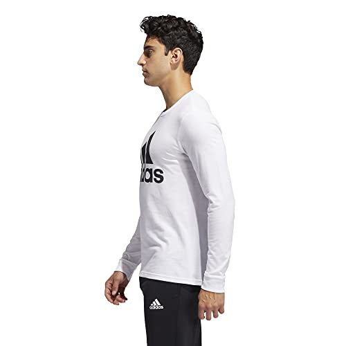 adidas Men's Basic Badge of Sport Long Sleeve Tee, White/Black, Medium