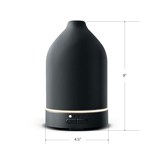 Brookstone Essential Oil Ceramic Diffuser, Ripple Ultrasonic Aromatherapy and Relaxation 60ml Oils Diffuser, Cool Air Mist Humidifier, Relaxing Fragrant Environment, for Any Room in Home or Office