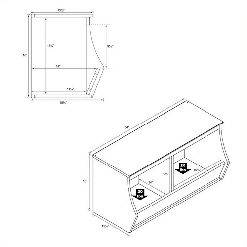 Hawthorne Collections Stackable 2-Bin Storage Cubby in White