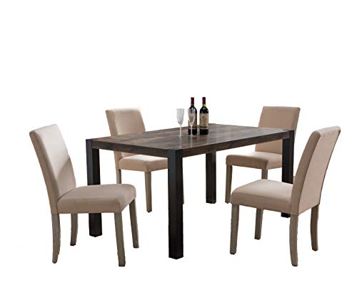 Rae Mid Century Modern Dining Table fit for 4 Finished in Distressed Wood & Black