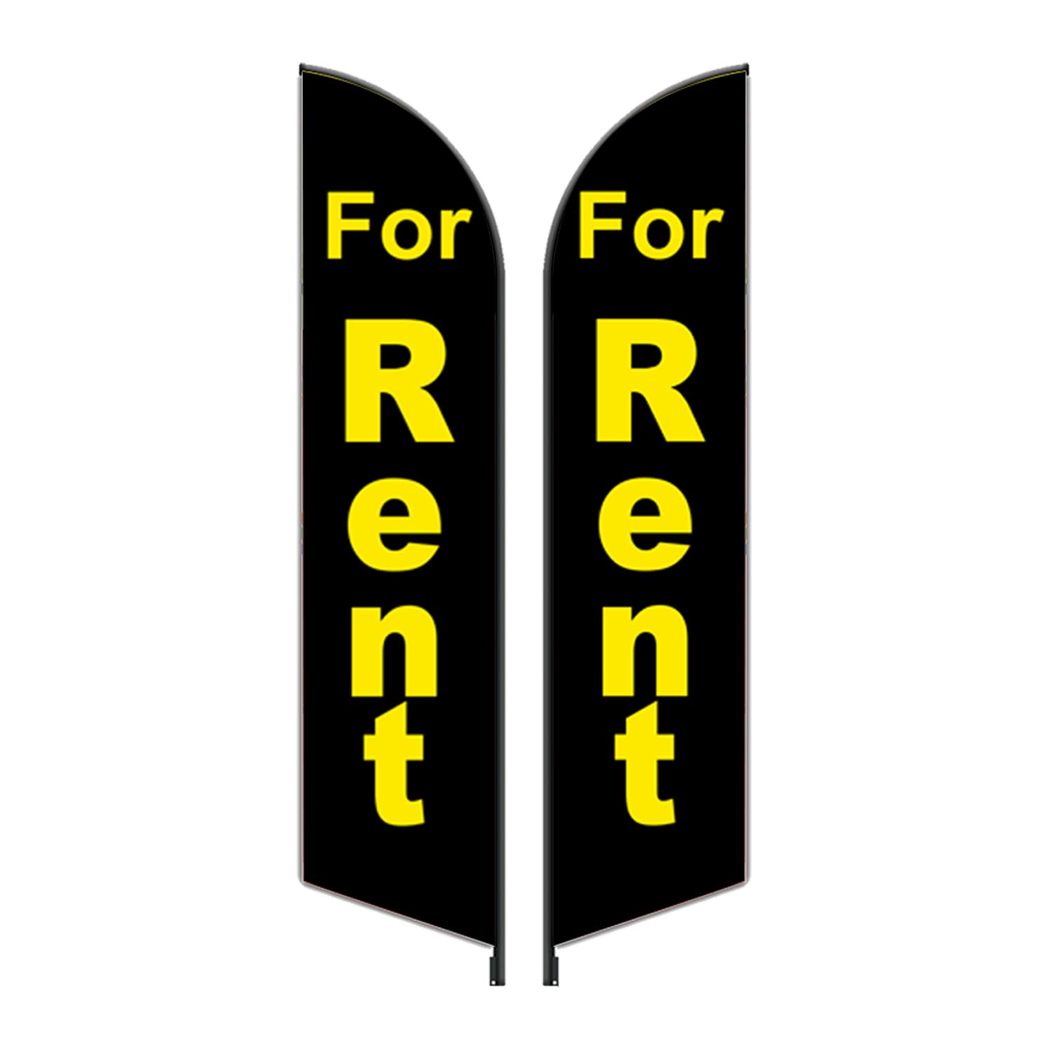BannerBuzz Blade Flag “For Rent”, 2.25' X 11.5' Graphic with Hardware Includes Aluminum Flag Pole & Ground Spike Base (Theme 2) (Double Side Print)