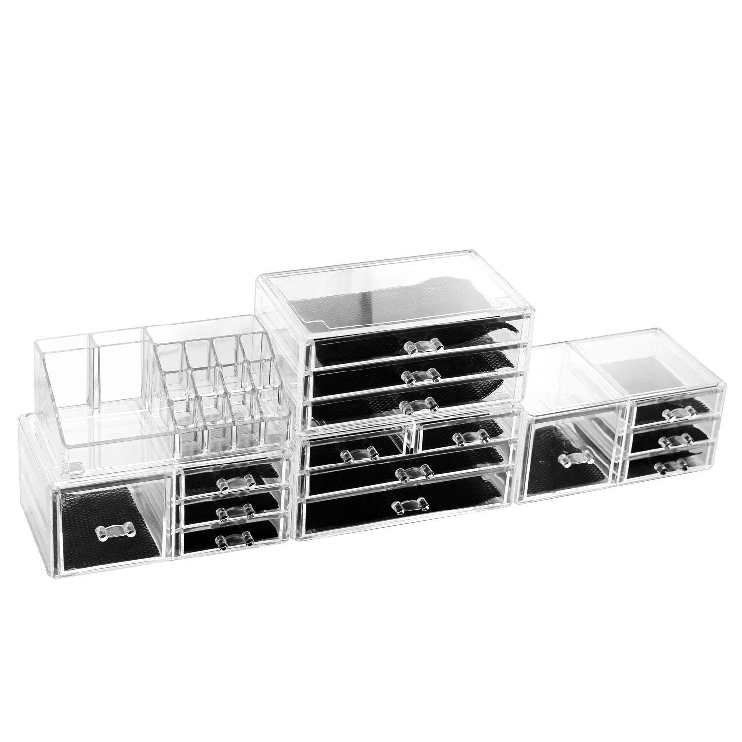 Felicite Home Acrylic Jewelry and Cosmetic Storage Makeup Organizer Set, 5 Piece,Large